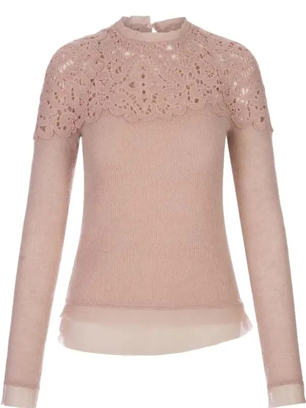Ermanno Scervino Guipure Lace Long-sleeve Jumper - Nude
