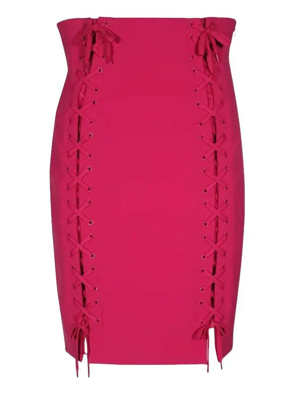 Moschino Lace-up Detail Skirt - Red