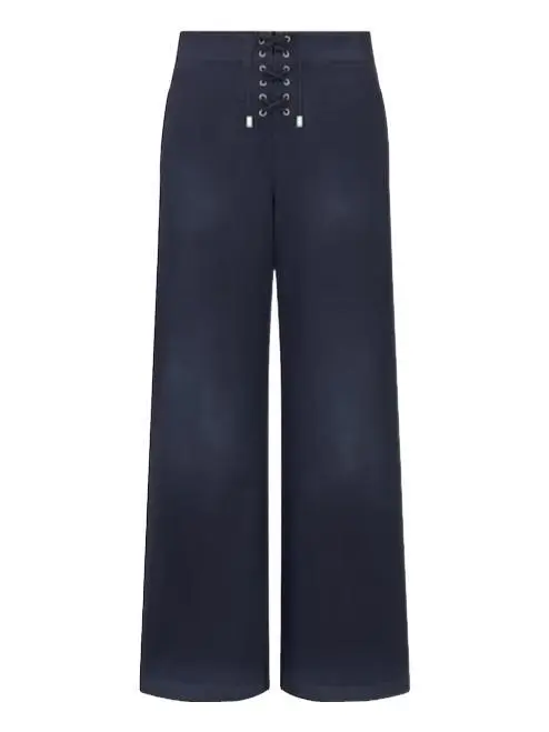 Dior Lace-up Wide-leg Pants With Cd Detail - Dark Blue