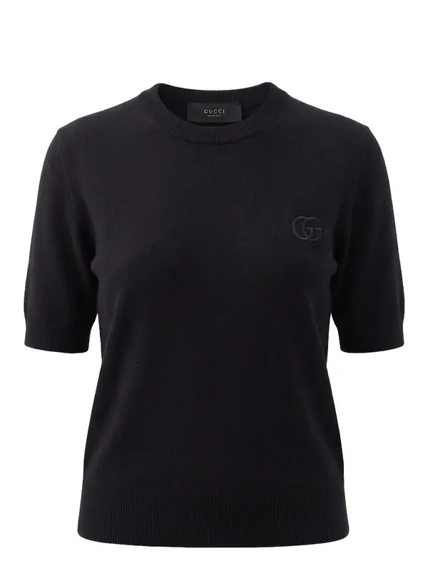 Gucci Double G Embroidered Crewneck T-shirt - Black