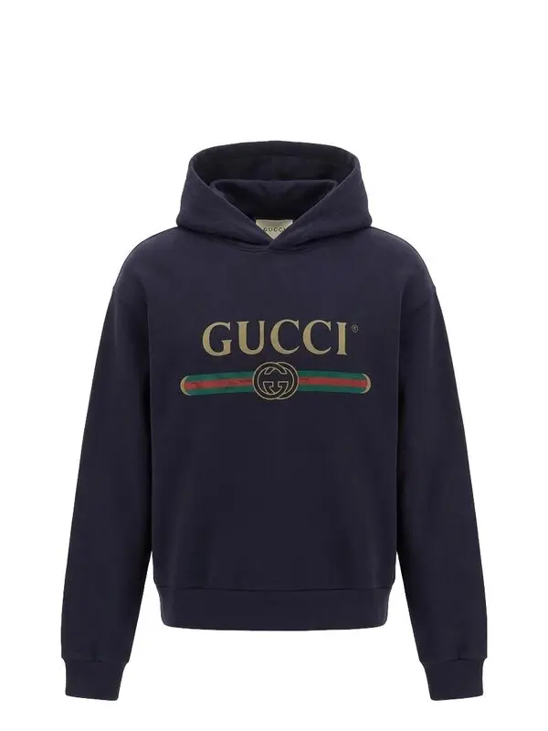 Gucci Cashmere Blend Sweatshirt With Print - Dark Blue