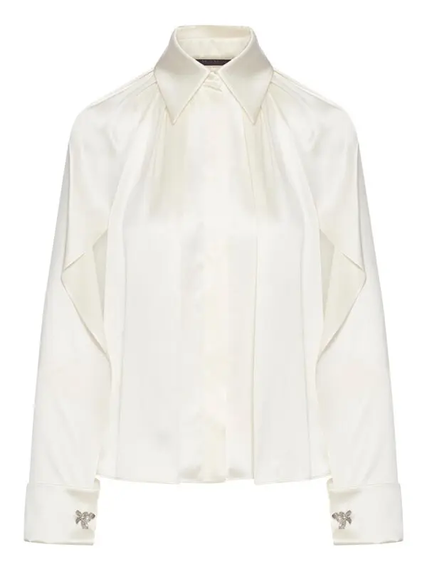 Max Mara Salice Silk Satin Shirt - White