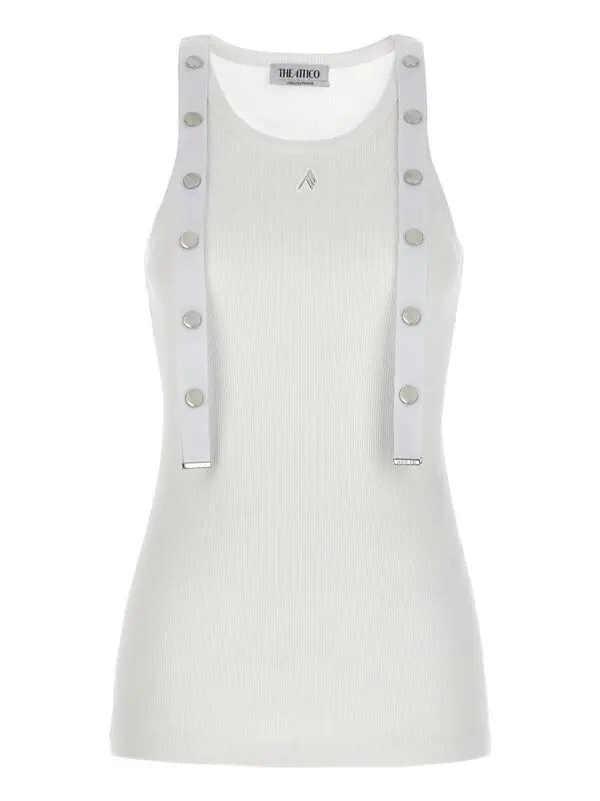 Attico Logo Patch Ribbed Tank Top - White