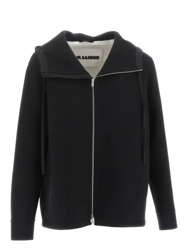 JIL SANDER Zipped Hooded Jacket - Black