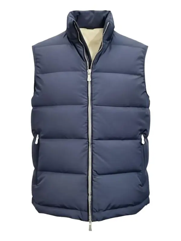 Eleventy Stand Collar Zip-up Puffer Vest - Blue