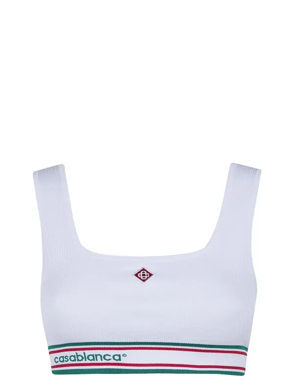 Casablanca Seamless Ribbed Performance Bra - White