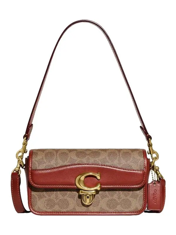 COACH Studio Monogram Print Shoulder Bag - Brown