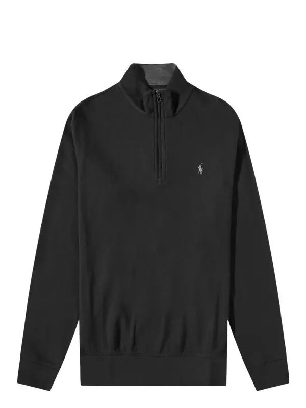 Ralph Lauren Polo Pony Logo Embroidered Quarter Zip Jumper - Black