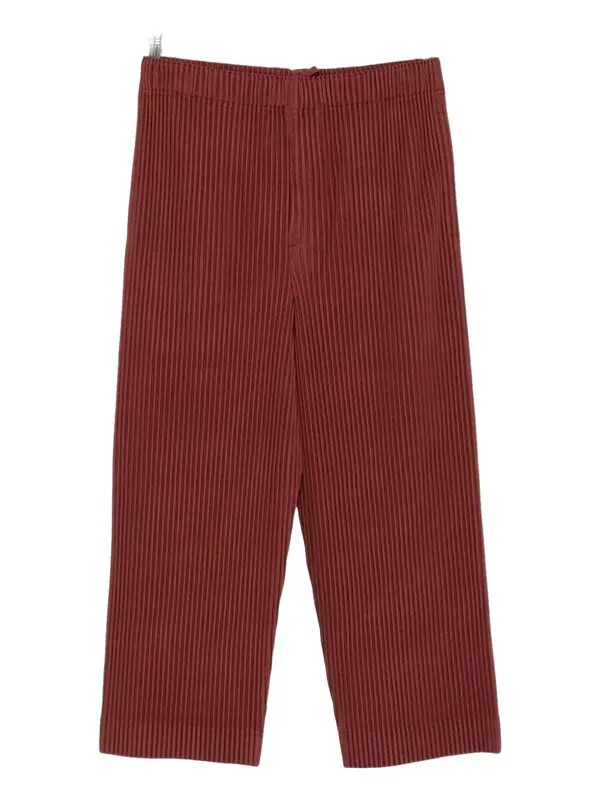 Issey Miyake Pleated Cropped Trousers - Red