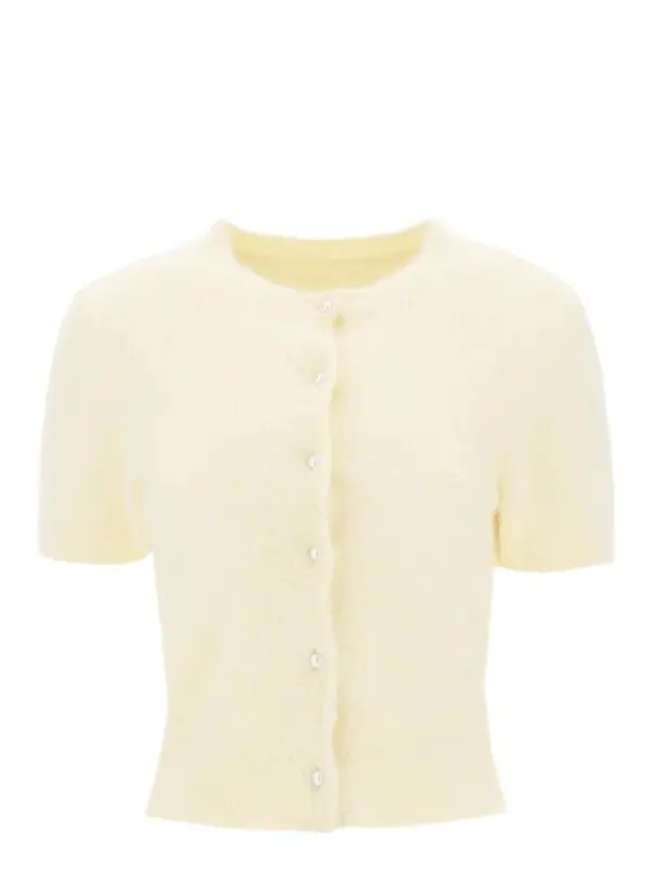 MAISON MARGIELA Button-up Knitted Top With Rib Trim - Yellow