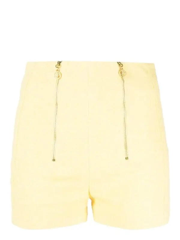 PATOU High Waist Tweed Shorts With Gold-tone Zips - Yellow