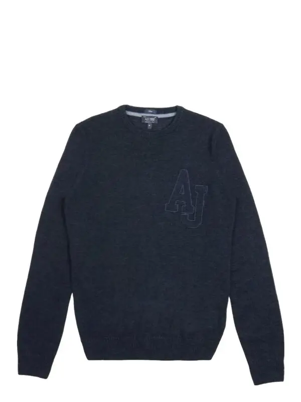 Emporio Armani Crew Neck Pullover With Embellished Logo - Black