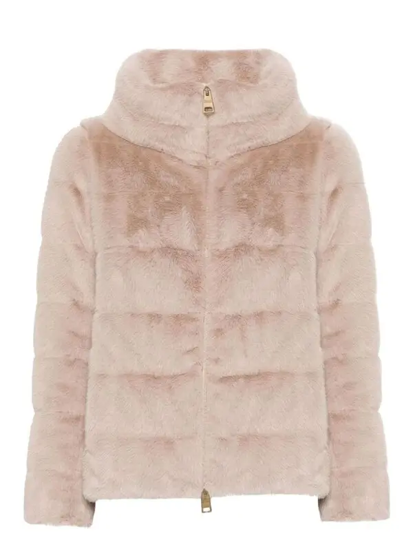 Herno Faux Fur Zip Up Jacket - Nude