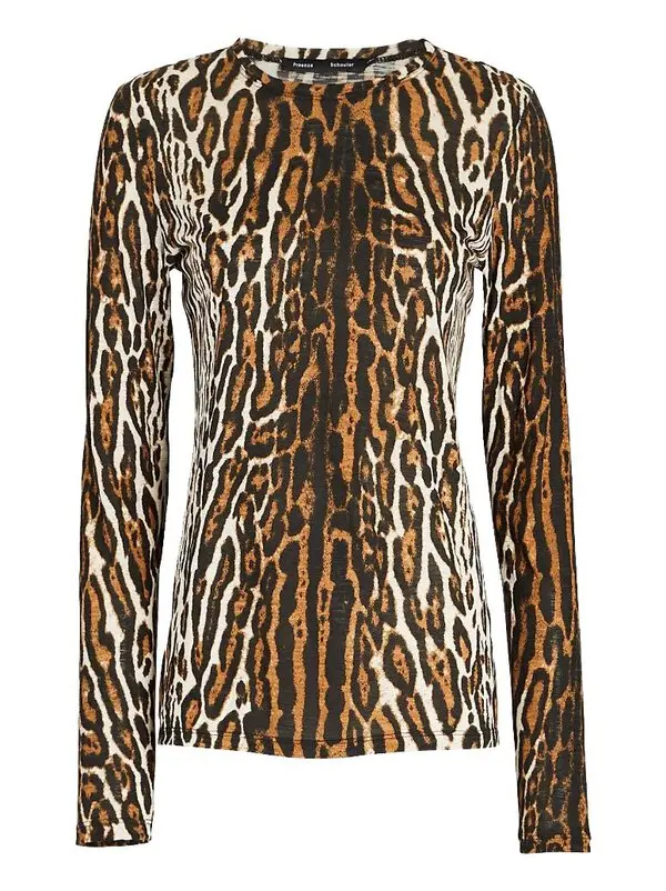 Proenza Schouler Leopard Print Long Sleeve T-shirt - Black