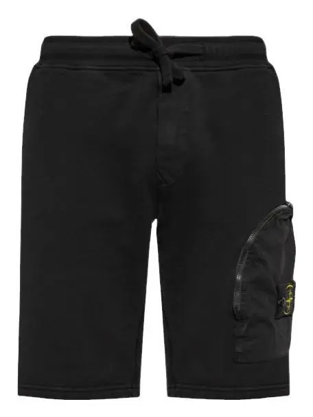 Stone Island Logo-patch Drawstring Cargo Shorts - Black