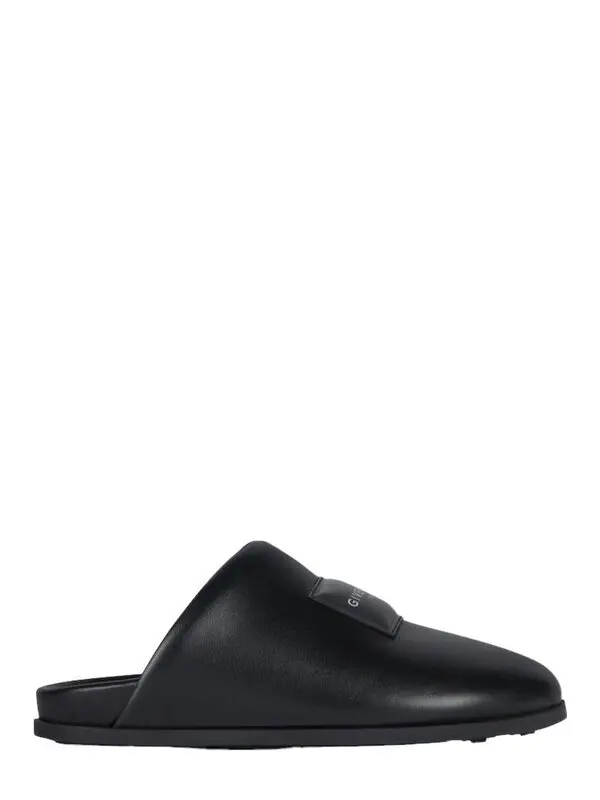 Givenchy Logo Patch Leather Mules - Black
