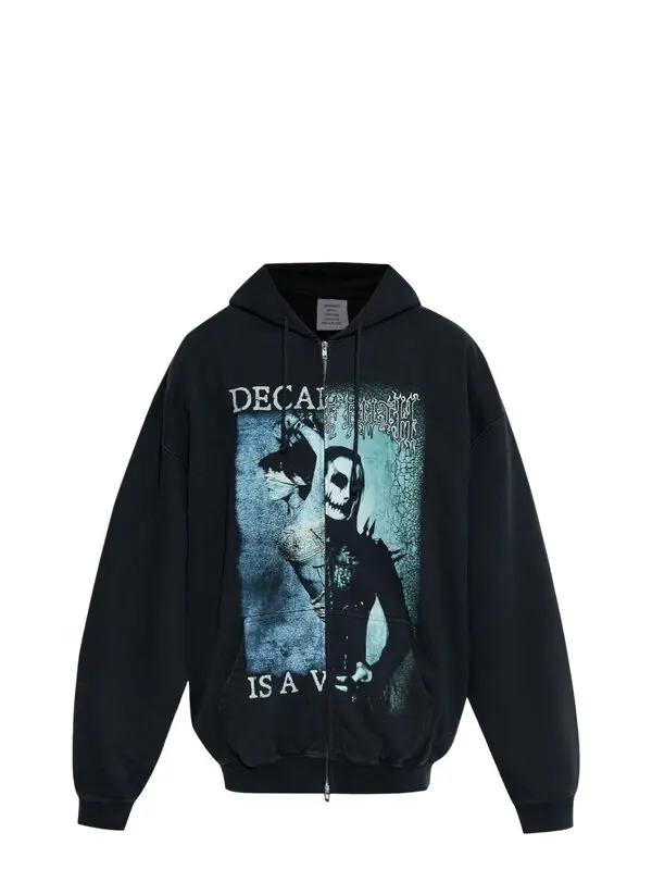 Vetements Graphic-print Zip-up Hoodie - Black