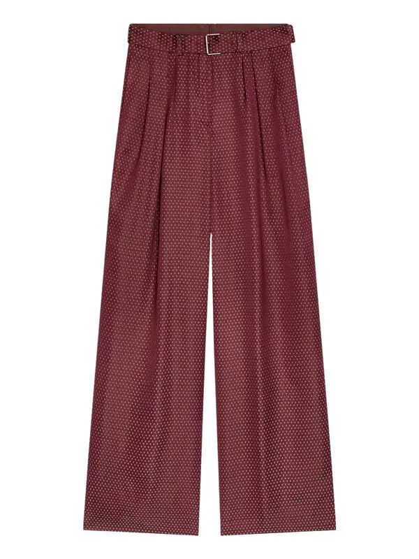 Dries Van Noten Belted Jacquard Trousers - Burgundy