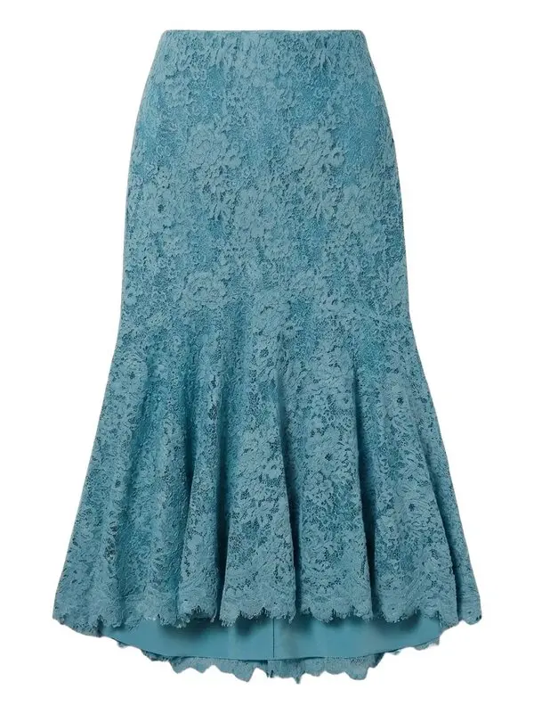 Gucci Gg Flower Stretch Lace Skirt - Light Blue