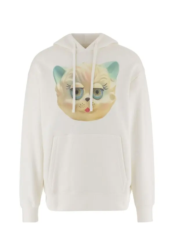 Valentino Garavani Animal Printed Drawstring Hoodie - Ivory White