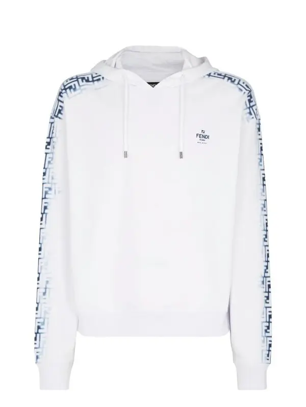 Fendi Ff Motif Drawstring Hoodie - White