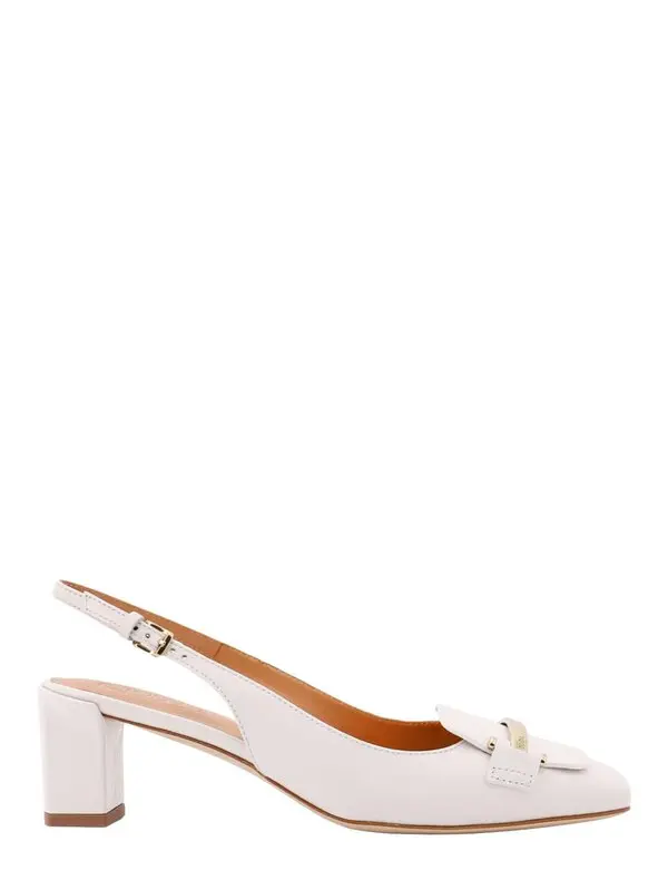 TOD'S Logo Engraved Slingback Pumps - White