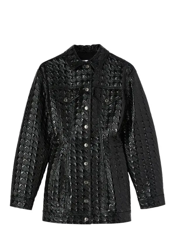 MSGM Embossed Pattern Fitted Waist Shirt Jacket - Black