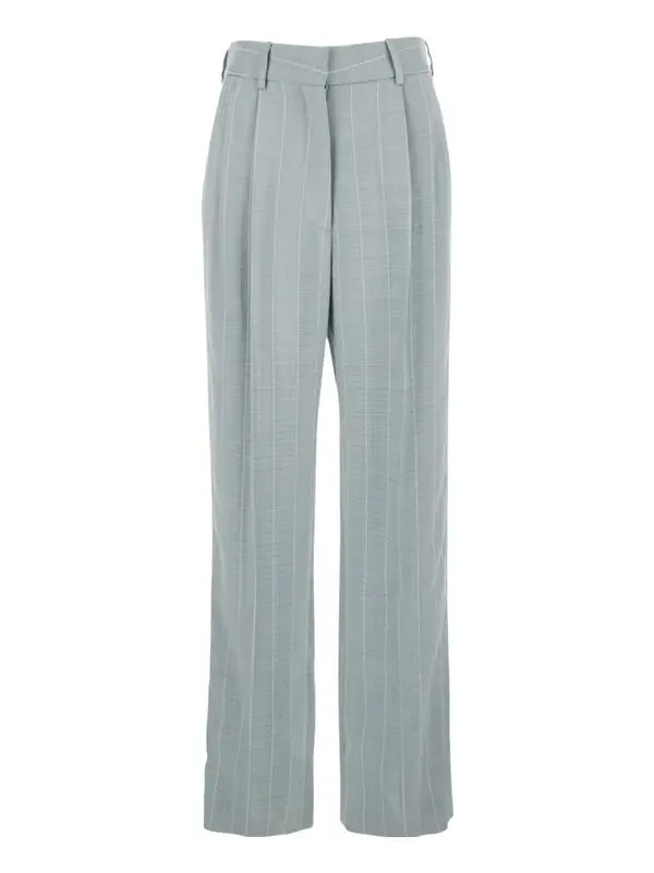 BLAZÉ MILANO Stripe Pattern Tailored Trousers - Gray