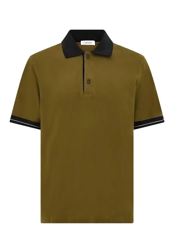 FERRAGAMO Color Block Detail Polo Shirt - Brown