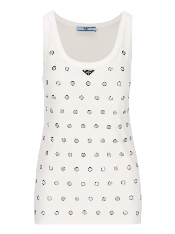 Prada Sleeveless Cut-out Detailed Top - White