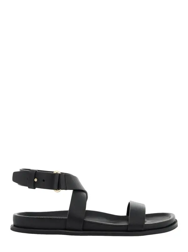TOTEME Crossover Strap Round Toe Flat Sandals - Black