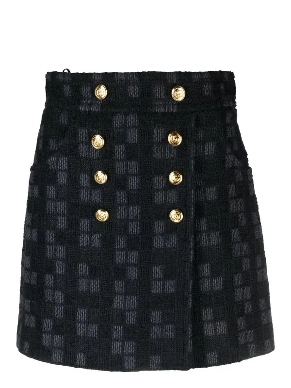 Gucci Double-breasted Tweed Mini Skirt - Black