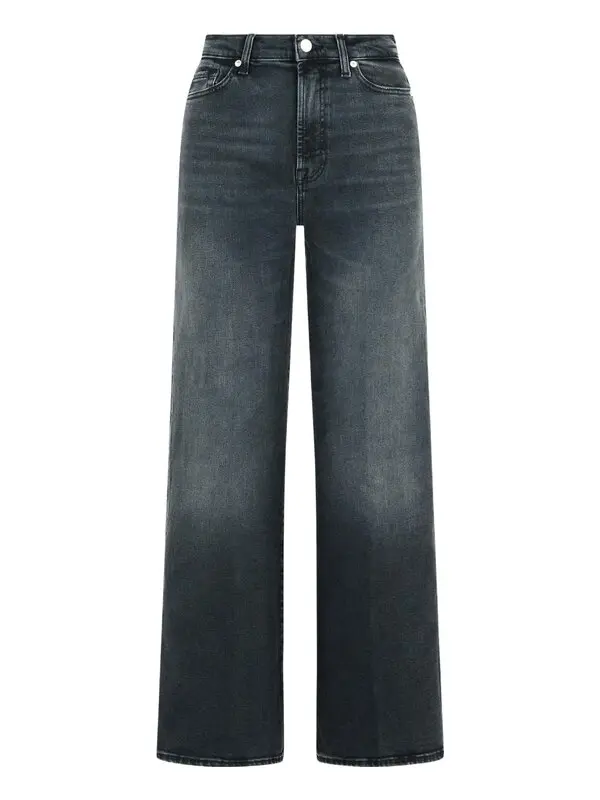 7 For All Mankind High-waist Wide Leg Jeans - Black