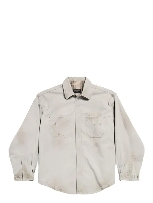 Balenciaga Workwear Overshirt In Light Grey - Light Gray