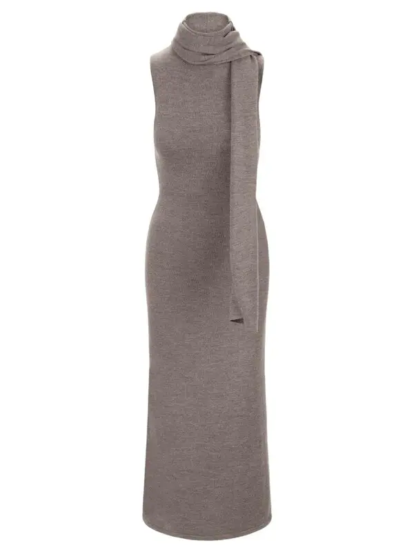 Staud Sleeveless High Neck Dress - Gray