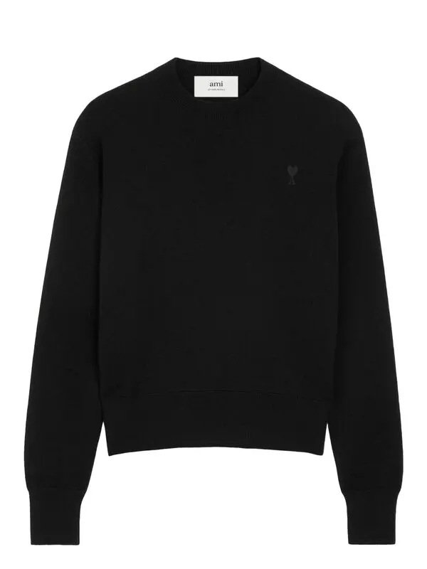 AMI Paris Embroidered Crewneck Pullover - Black