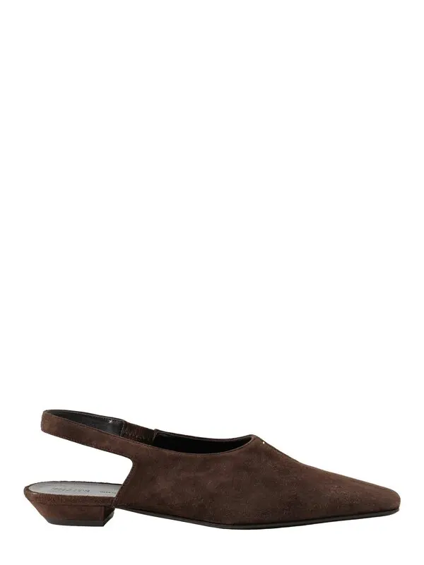 Khaite Celia Open-toe Flats In Suede - Chocolate-colored