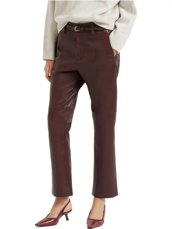 Brunello Cucinelli Leather Trousers - Red
