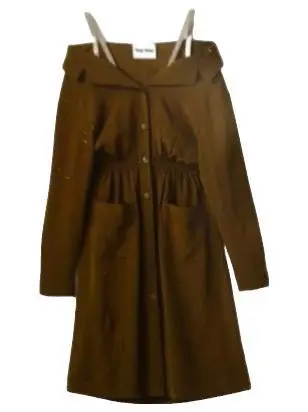 Miu Miu Sablé Long-sleeved Dress - Brown