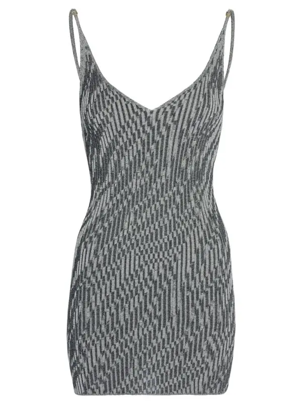Jacquemus La Mini Robe Dress Zebra Print - Gray