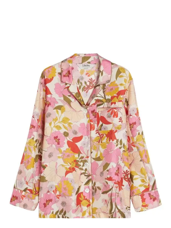 Max Mara Floral Printed Silk Twill Shirt - Pink