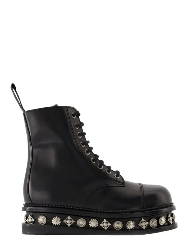 Toga Studded Lace-up Boots - Black