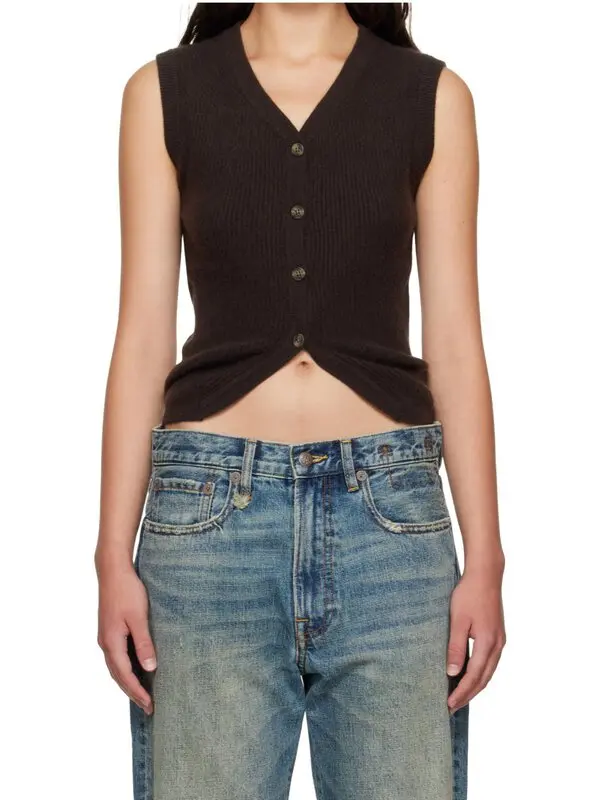 R13 V-neck Sleeveless Ribbed Knit Sweater - Multicolor