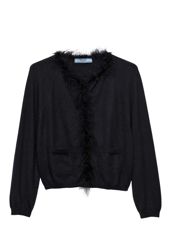 Prada V-neck Cropped Cardigan - Black
