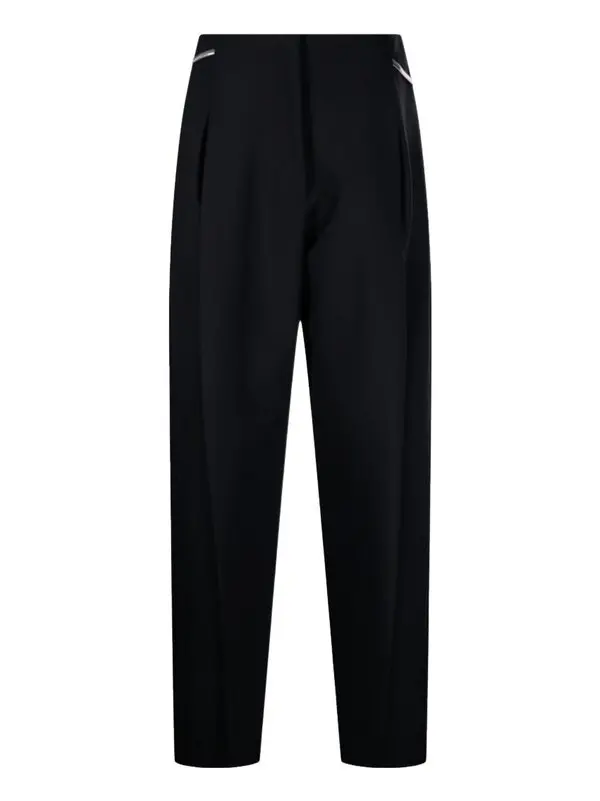 Sportmax Pleated High-waist Trousers With Side Slit Pockets - Black