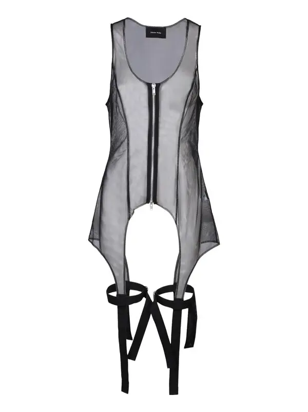 Simone Rocha Mesh Zip-up Bodysuit - Gray