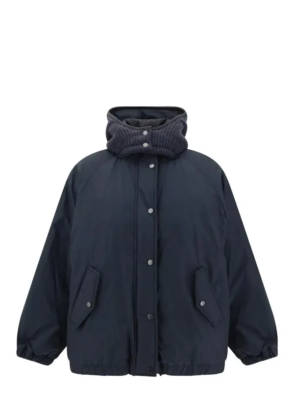 Brunello Cucinelli Knitted Hooded Down Jacket - Black