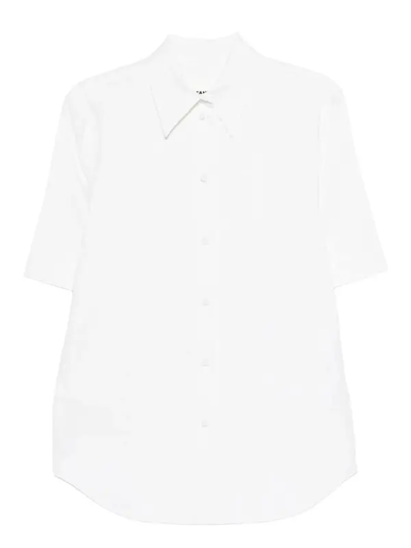 JIL SANDER Short Sleeve Shirt With Piped Trim And Turn-up Cuffs - White