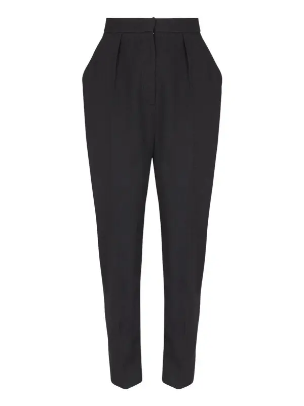 Balmain High Waisted Grain De Poudre Trousers - Black