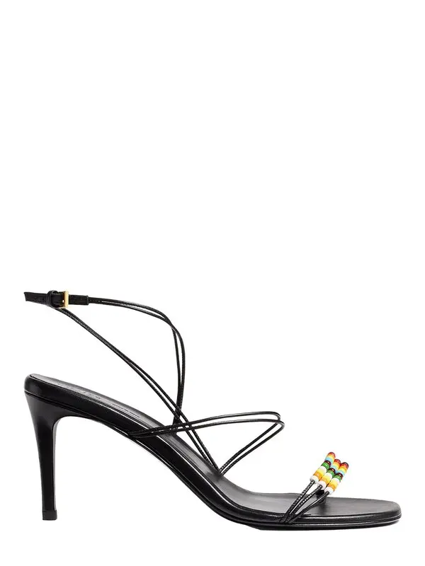 Khaite Loop Beaded High Heel Sandals - Black
